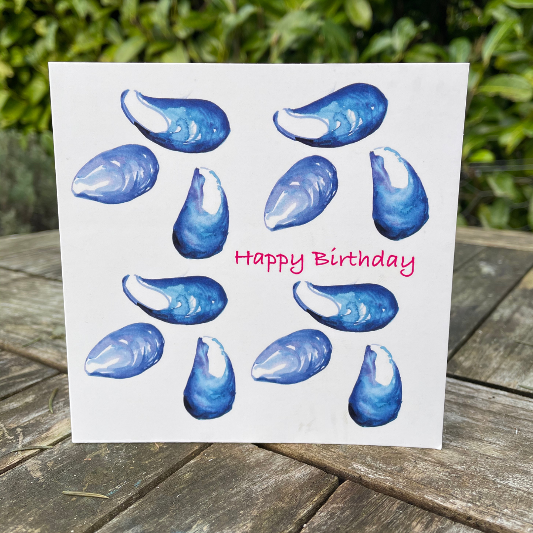 Quirky brilliant Mussel Happy Birthday greetings card made in the UK ...